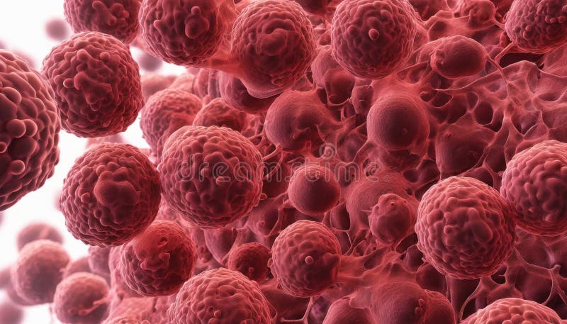 Microscopic View of a Cluster of Cells, Possibly Cancerous, with a ...