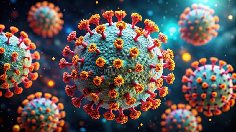 Microscopic View of a Cluster of Viral Particles, Illustrating Complex ...