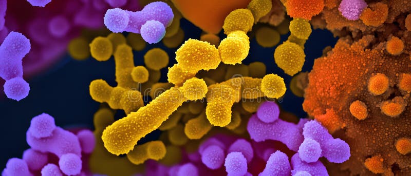 Microscopic View of Colorful Bacteria Clusters Royalty Free Image Stock ...