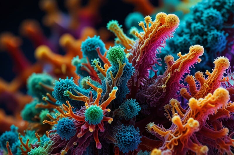 Microscopic View of Colorful Bacteria Stock Image - Image of glowing ...