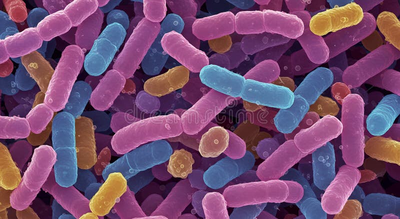 Microscopic View of Colorful Bacteria: a Scanning Electron Micrograph ...