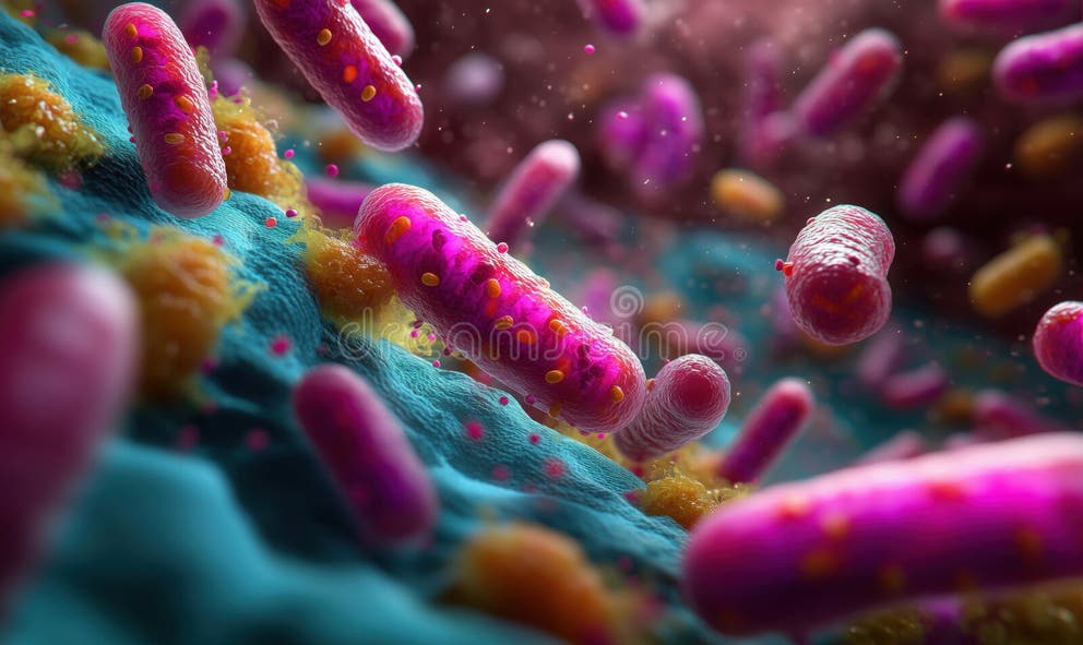Microscopic View of Colorful Bacteria in a Vibrant Environment with ...