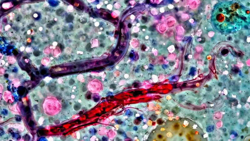 Microscopic View of Colorful Cells and Biological Structures Stock ...