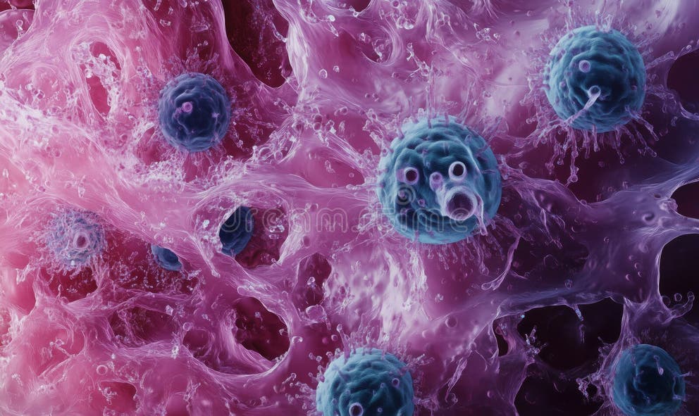 Microscopic View of Colorful Cells and Microorganisms in a Fluid ...