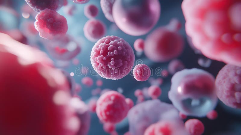 Microscopic View of Colorful Cells Showcasing Biological Structures in ...