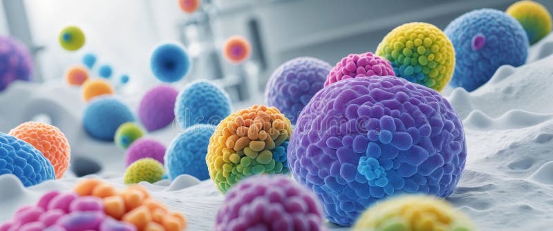 Microscopic View of Colorful Cells Showcasing Their Unique Shapes and ...