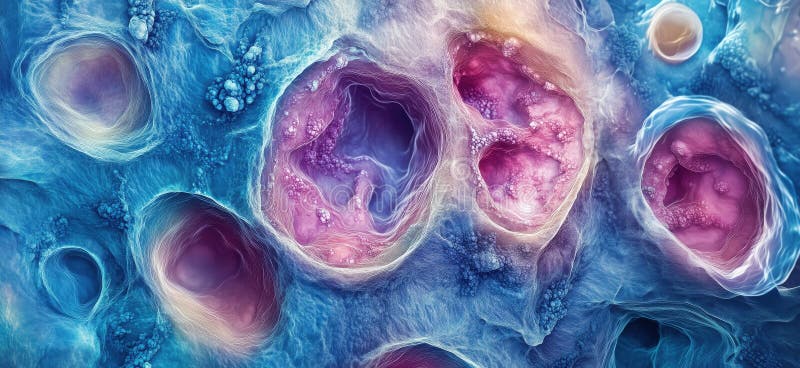 Microscopic View of Colorful Cellular Structures Showcasing Intricate ...