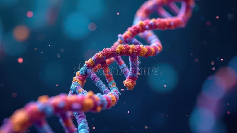 Colorful Dna Double Helix Rotating on Blue Background Stock ...