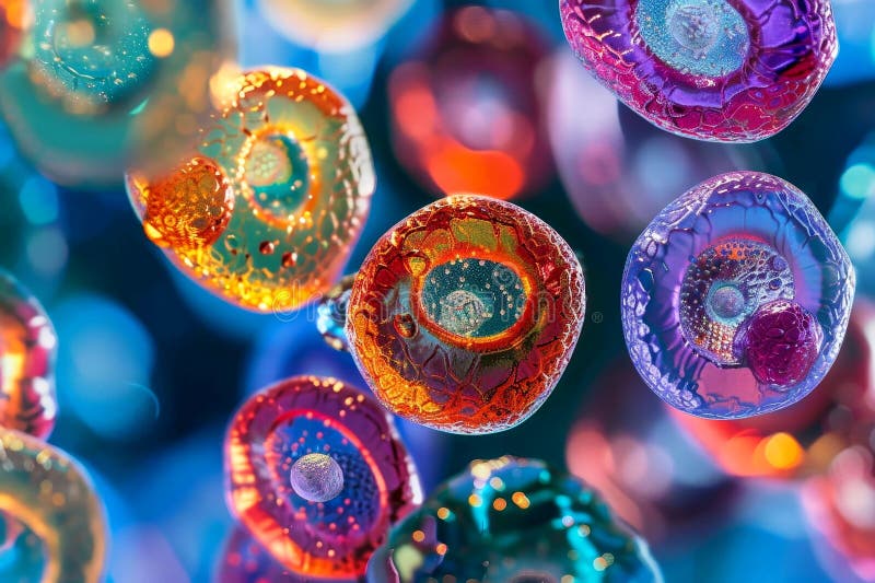 A Microscopic View of Colorful Healthy Cells Dividing and Multiplying ...