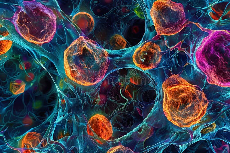 A Microscopic View of Colorful Healthy Cells Dividing and Multiplying ...