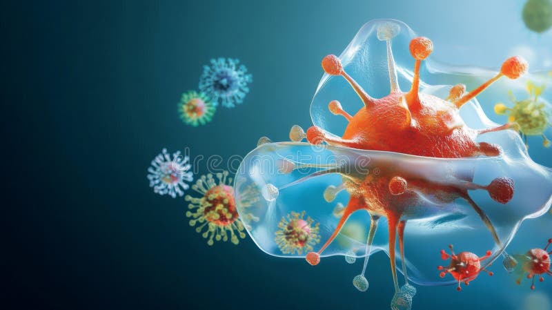 Microscopic View of Colorful Virus Cells Representing the Complex and ...