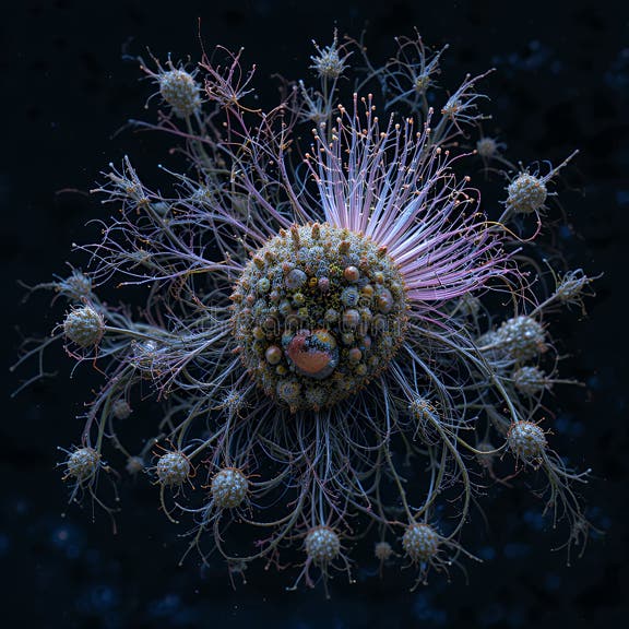 Detailed Microscopic View of Complex Cellular Structure with Branching ...