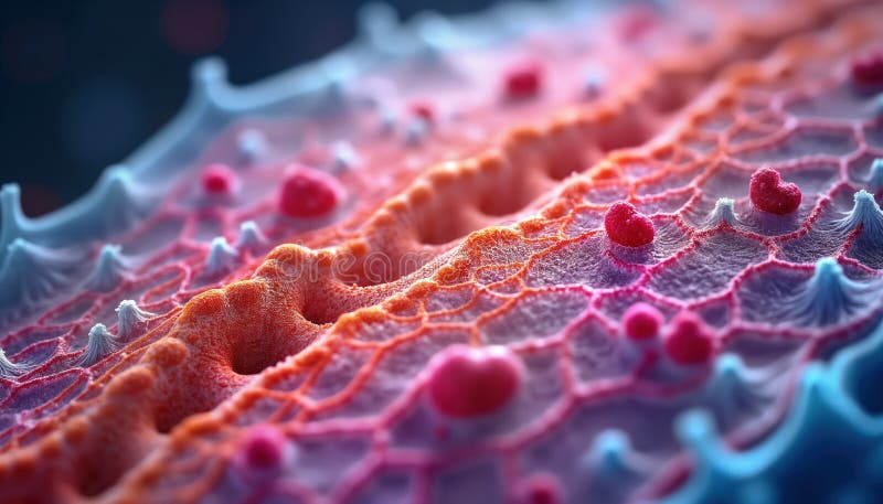 Microscopic View of Connective Tissue. Fibroblasts Visible between ...