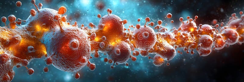 Microscopic View of Coronavirus Cells in Abstract Molecular Structure ...