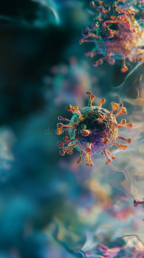 Microscopic Virus Close Up Colorful Viral Infection Scientific Medical ...