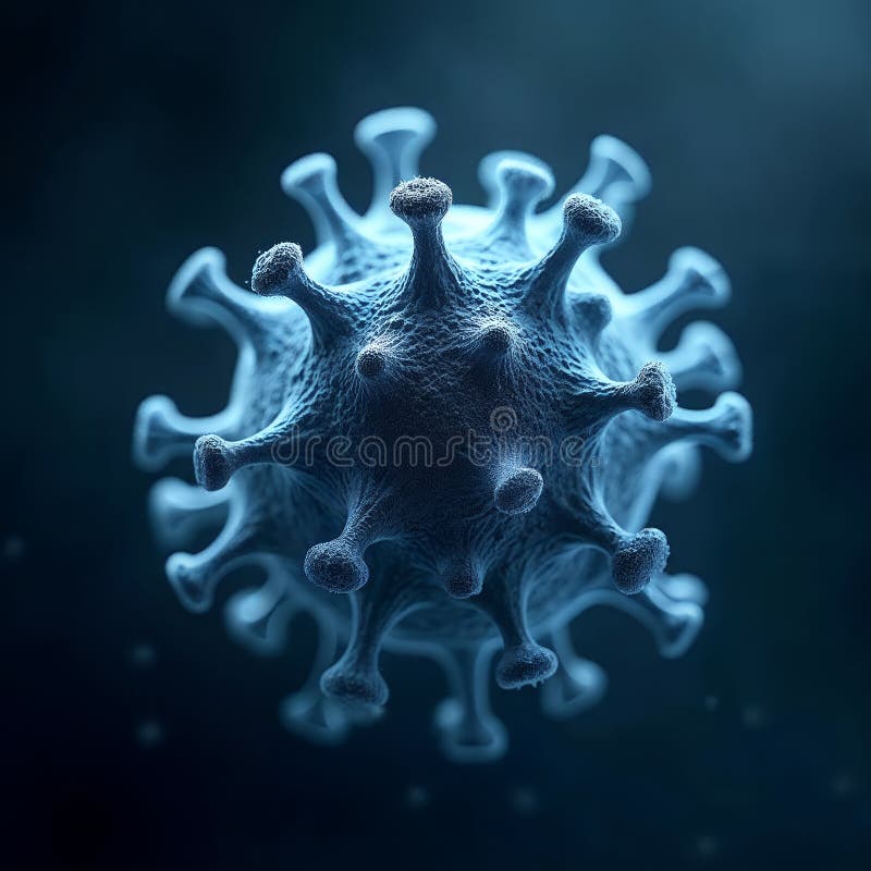 Microscopic View of a Coronavirus Particle: a Detailed 3D Render of a ...