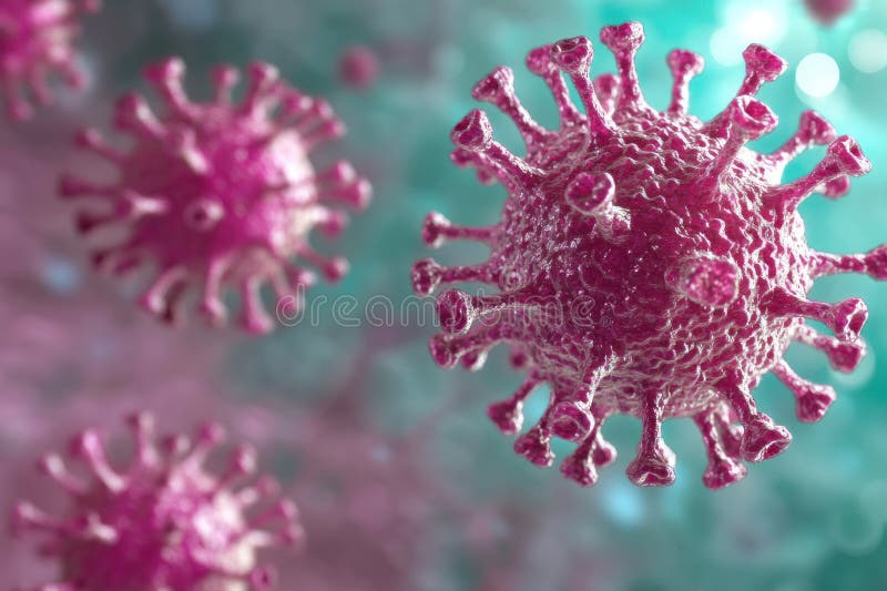 Microscopic View of Coronavirus Particles 3d Render Stock Illustration ...