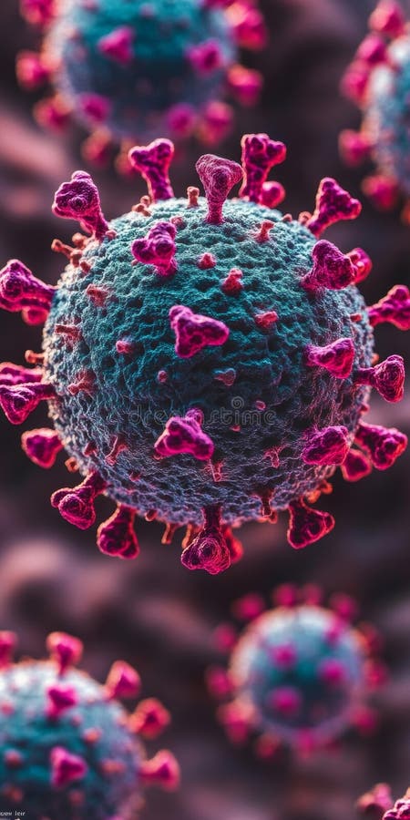 Microscopic View Coronavirus Particles, a Detailed 3D Render of the ...