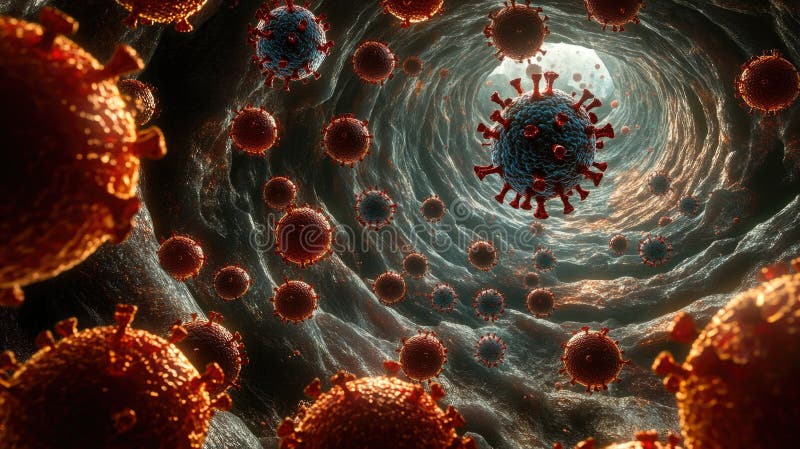 Microscopic View of Coronavirus Particles in Human Body with Depth and ...