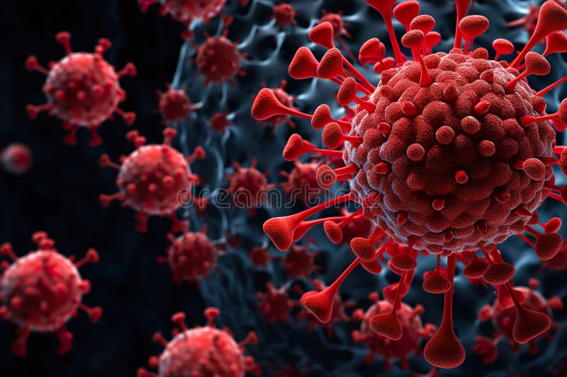 Microscopic View of Covid-19 Virus on Dark Background. Generative AI ...