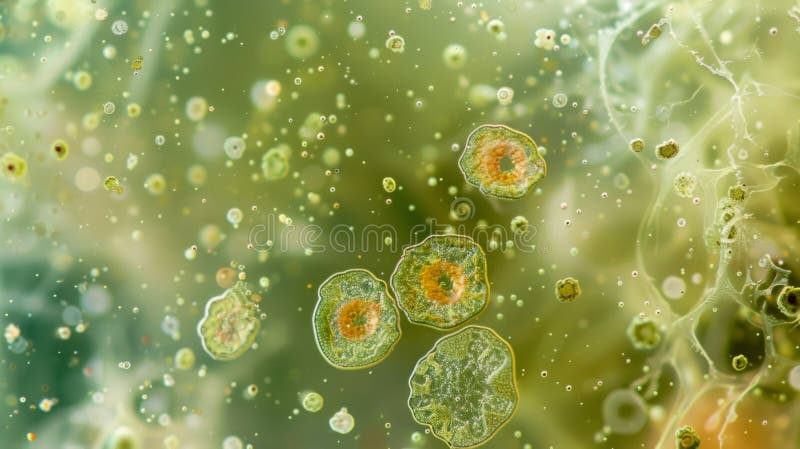 A Microscopic View of a Cyanobacteria Colony Surrounded by Tiny ...