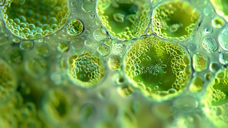 A Microscopic View of a Dense Layer of Green Algae Each Cell Packed ...