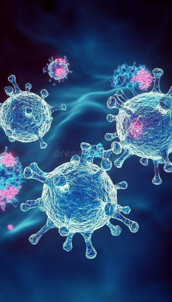Microscopic View, a Depiction of Multiplying Cancer Cells or Viruses ...