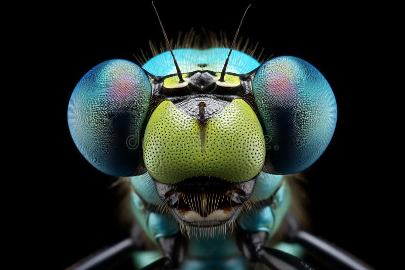 Microscopic View of Details of a Damselfly S Face Stock Illustration ...