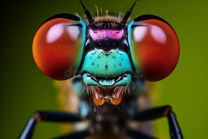 Microscopic View of Details of a Damselfly S Face Stock Illustration ...