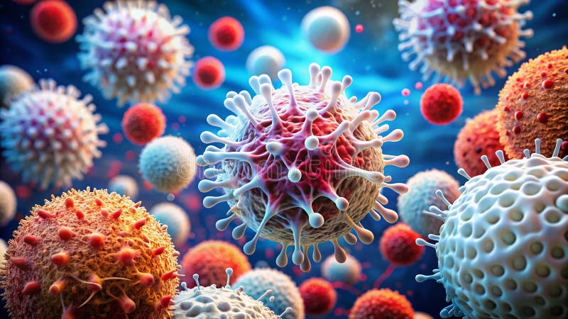 Microscopic View of a Diverse Array of White Blood Cells a Detailed ...