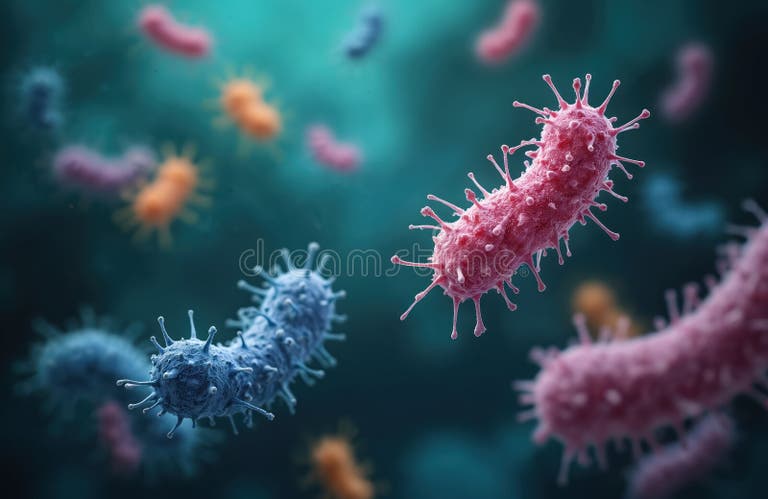 Microscopic View of Diverse Bacteria. Intestinal Bacteria Highlighted ...