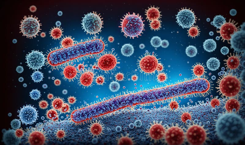 Microscopic View of Diverse Bacterial Colonies on a Cellular Surface ...