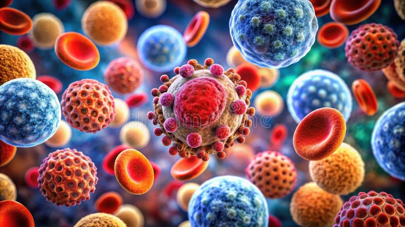 Microscopic View of Diverse Cellular Structures, Including Various ...