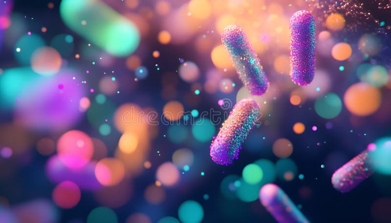 Microscopic View of Diverse Microorganisms and Abstract Cellular ...