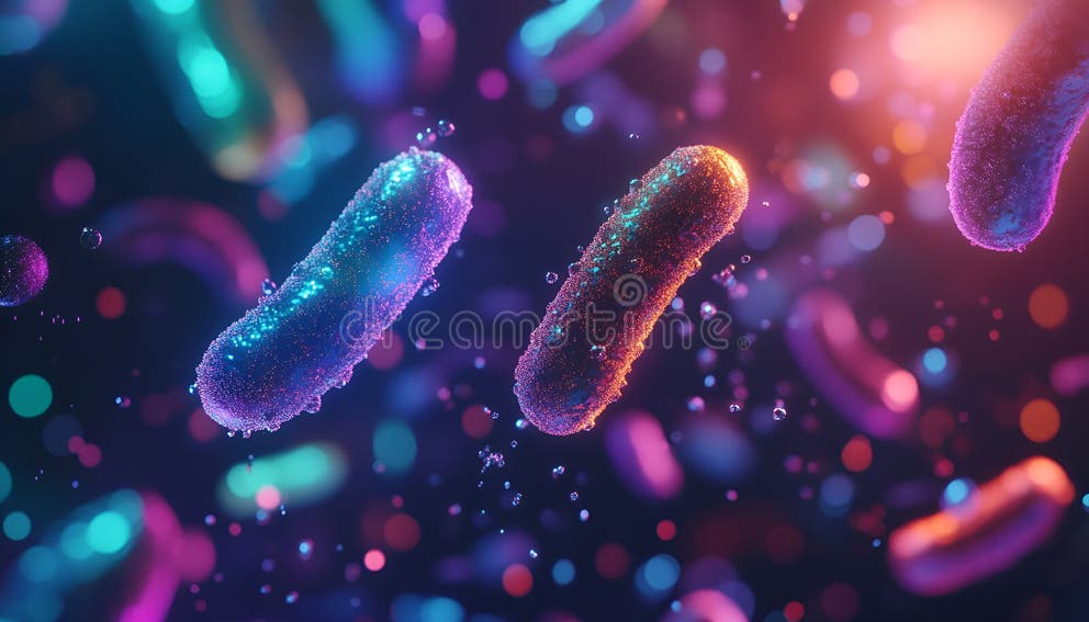 Microscopic View of Diverse Microorganisms and Abstract Cellular ...