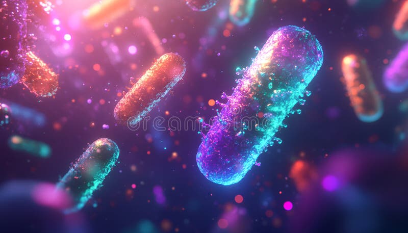 Microscopic View of Diverse Microorganisms and Abstract Cellular ...