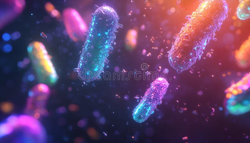 Microscopic View of Diverse Microorganisms and Abstract Cellular ...