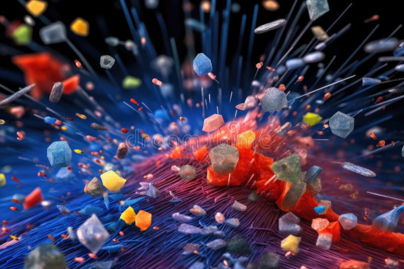 Microscopic View of Diverse Microplastic Particles Stock Illustration ...