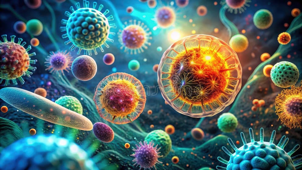 Microscopic View of Diverse Pathogens a Colorful Depiction of Various ...