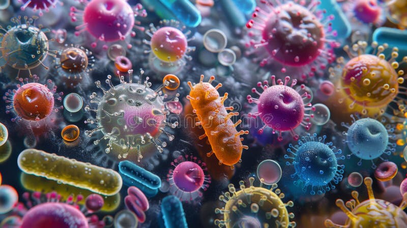 Microscopic View of Diverse Pathogens, Highly Detailed and Colorful ...