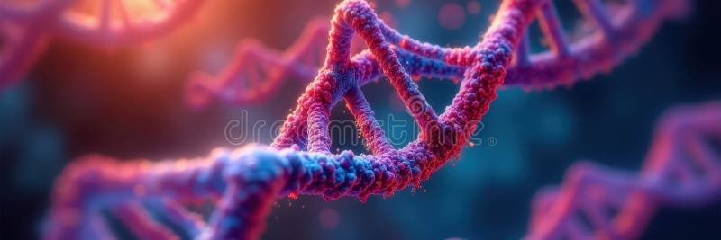 Microscopic View of DNA Strands, Vibrant Gradient Colors, Chromosome ...