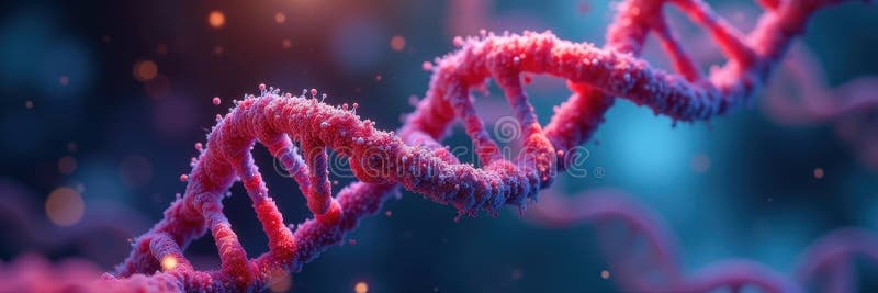 Microscopic View of DNA Strands, Vibrant Gradient Colors, Genetics ...