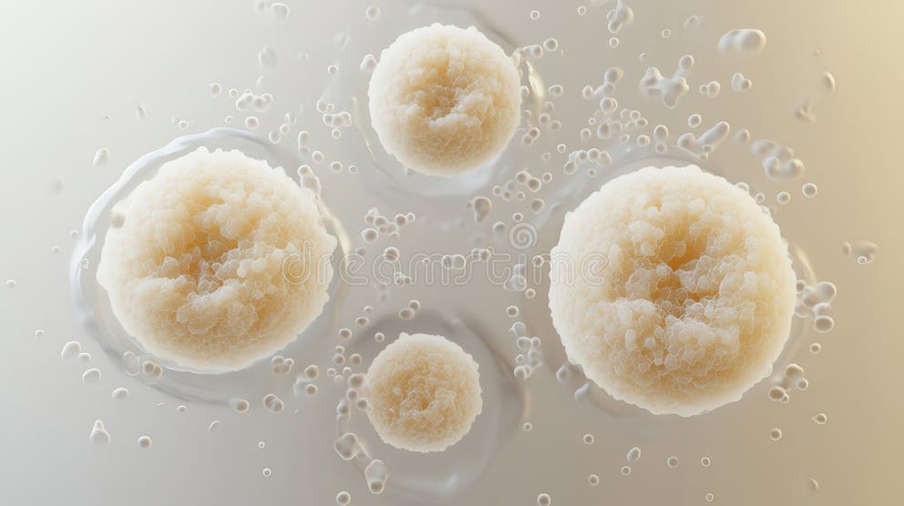 Microscopic View of Fat Cells Floating in Liquid Creating Ripples Stock ...