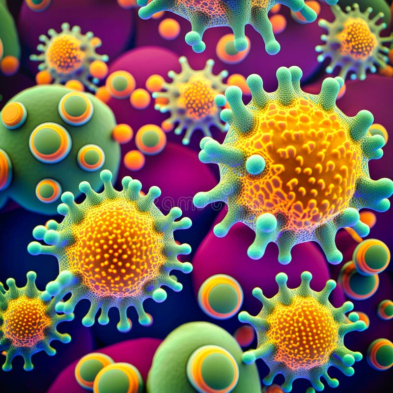 Microscopic View of Floating Influenza Virus Cells, Generative AI Stock ... Microscopic View of Floating Influenza Virus Cells, Generative AI Stock ...