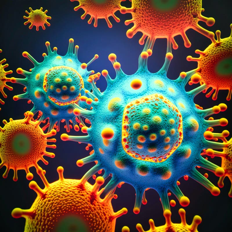 Microscopic View of Floating Influenza Virus Cells, Generative AI Stock ... Microscopic View of Floating Influenza Virus Cells, Generative AI Stock ...