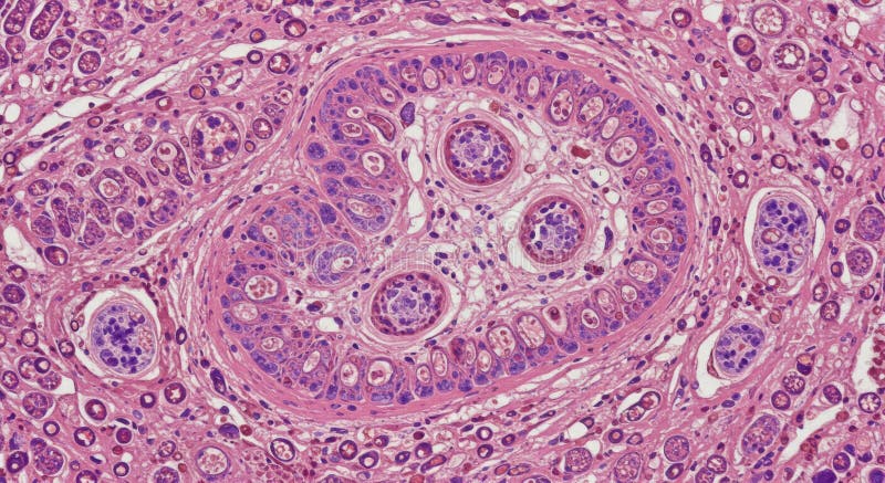 Microscopic View of Glandular Tissue Detailed Microscopic of Glandular ...