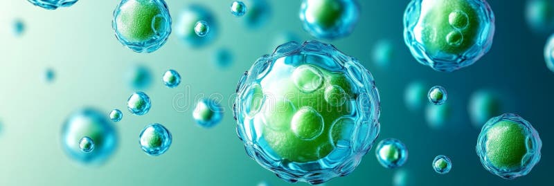 Microscopic View Green and Blue Spheres Representing Molecules, Energy ...