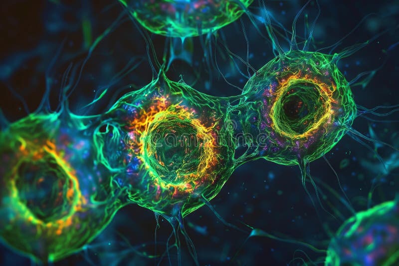 Microscopic View of Green Cells Dividing and Multiplying Showing ... Microscopic View of Green Cells Dividing and Multiplying Showing ...
