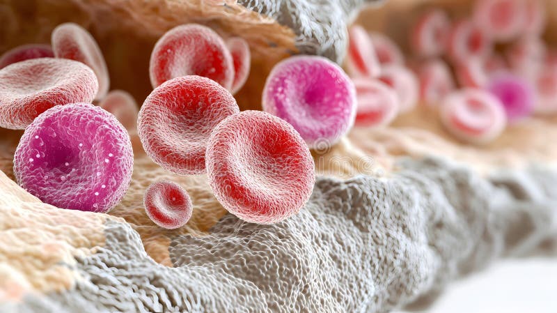 Microscopic View of Human Capillary Blood Vessels Stock Illustration ...