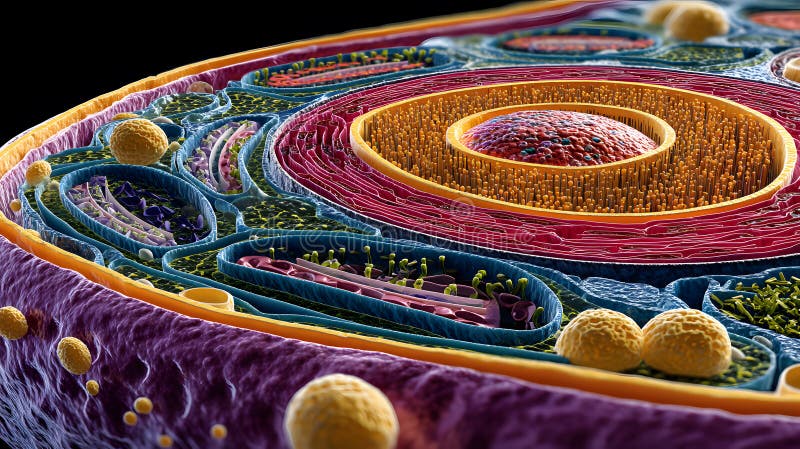 Microscopic View of a Human Cell with Nucleus. Generated Ai Stock Image ...